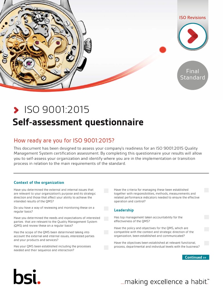 ISO 9001:2015 Readiness Check | PDF | Quality Management System | Iso 9000