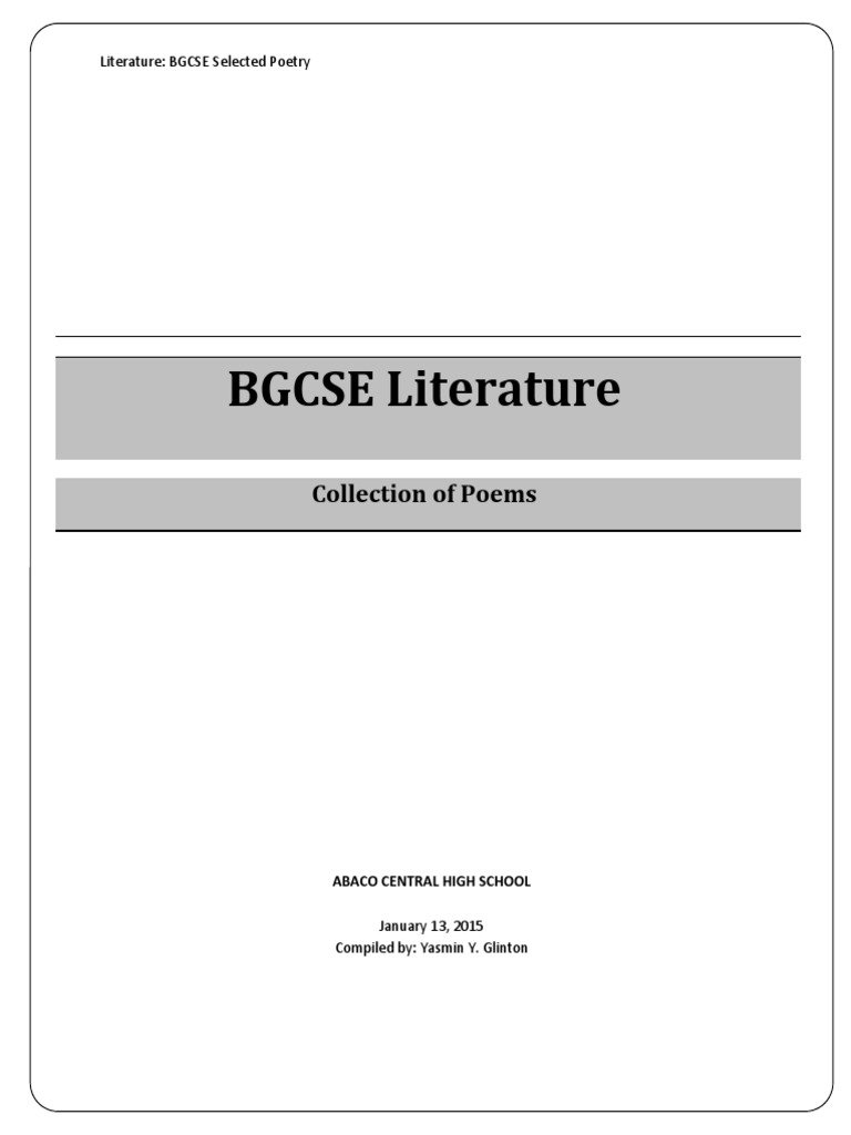 Bgcse Poetry | PDF | Poetry