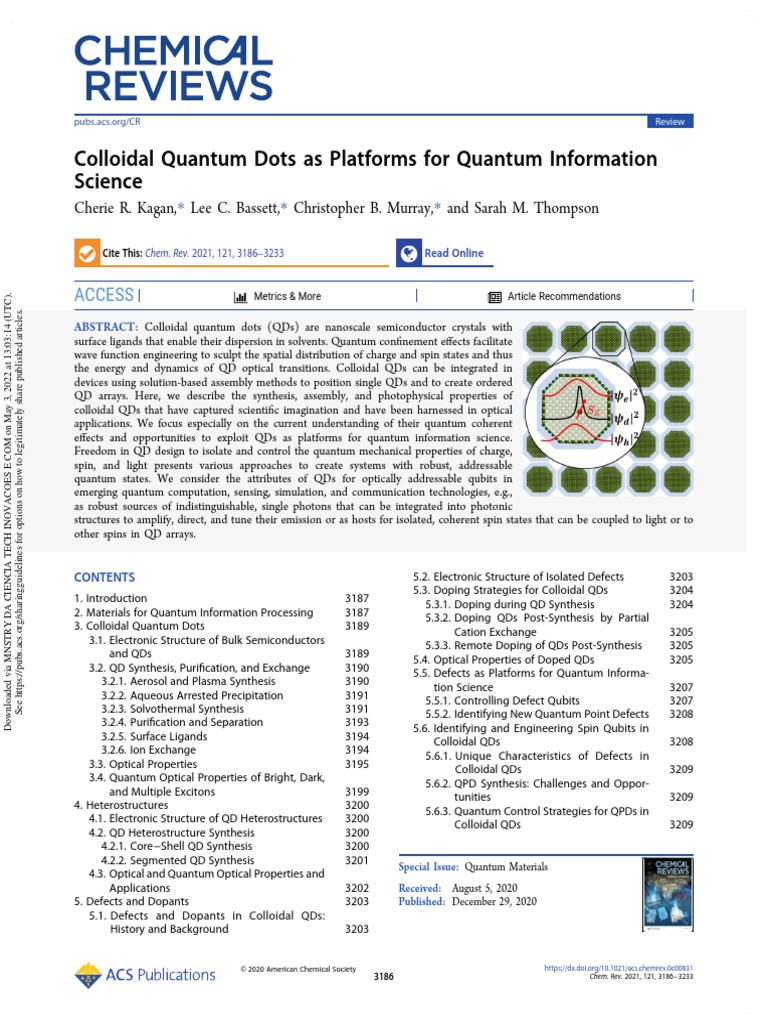 Colloidal Quantum Dots As Platforms For Quantum Information | PDF | Applied And ...
