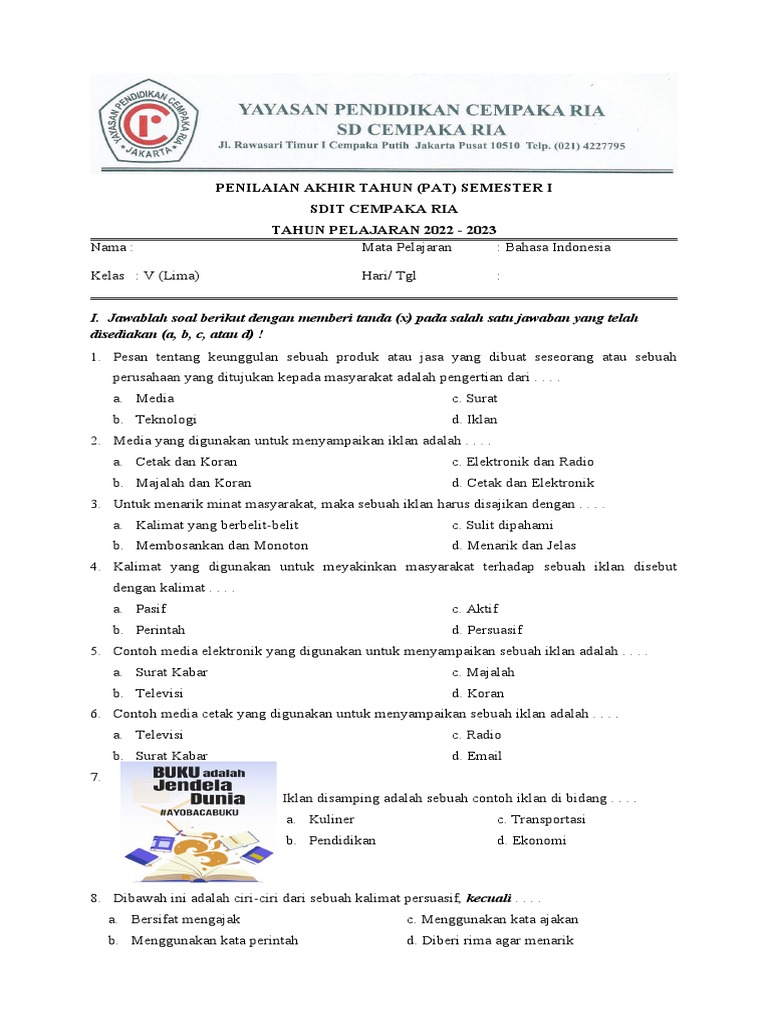 PAS 2022-2023 Kelas 5 | PDF