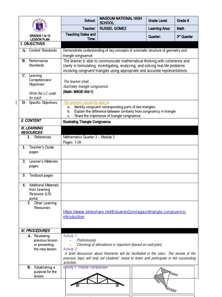 Lesson Plan FBS - 05 09 2023 | PDF | Mathematics | Learning
