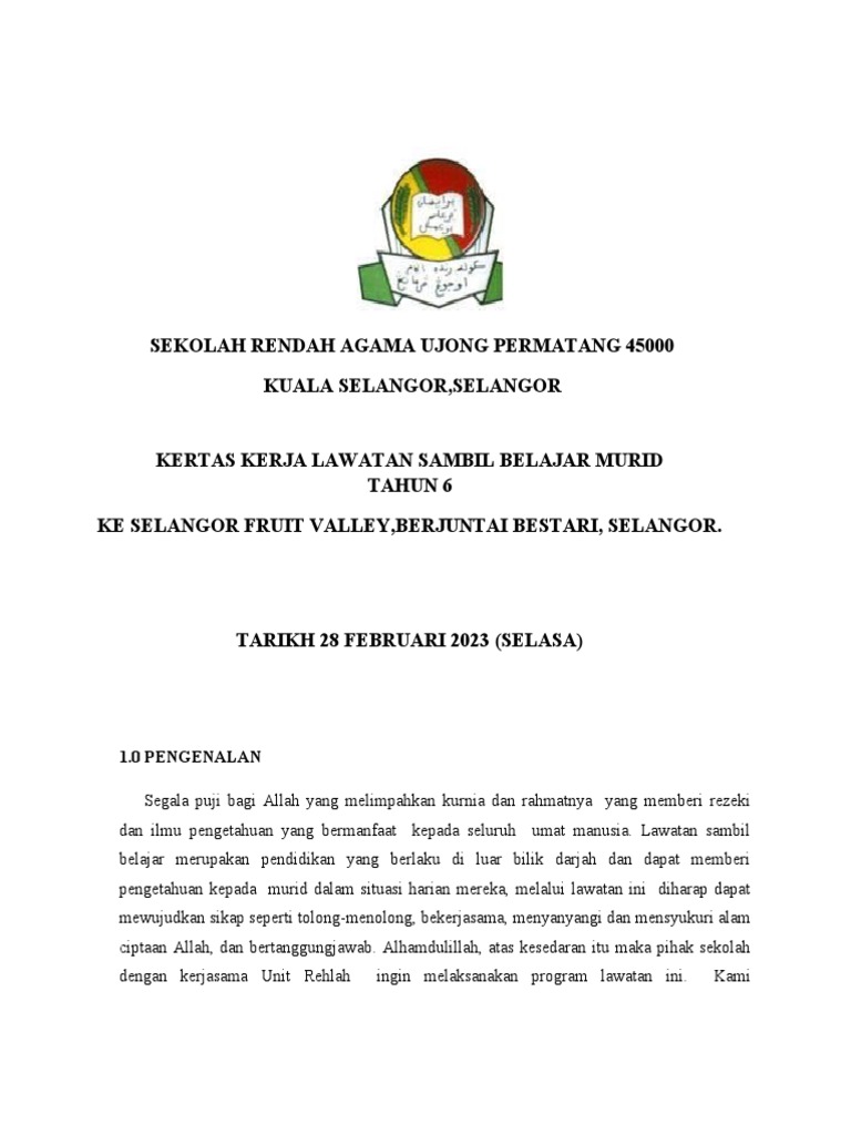 Kertas Kerja Lawatan Fruit Valley.. | PDF