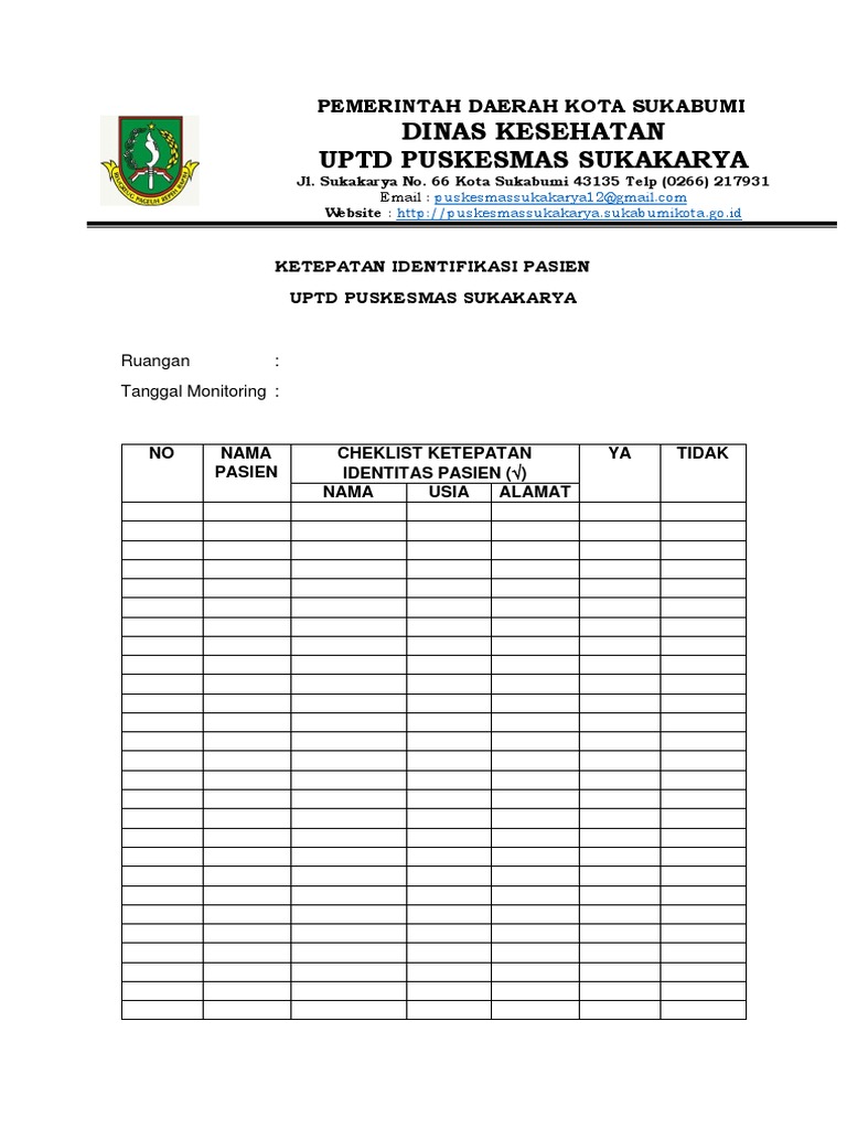 Ketepatan Identifikasi Pasien Form Ceklis | PDF