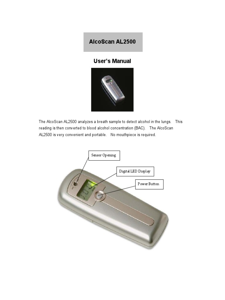 Manual AL2500 | PDF | Driving Under The Influence | Alcohol