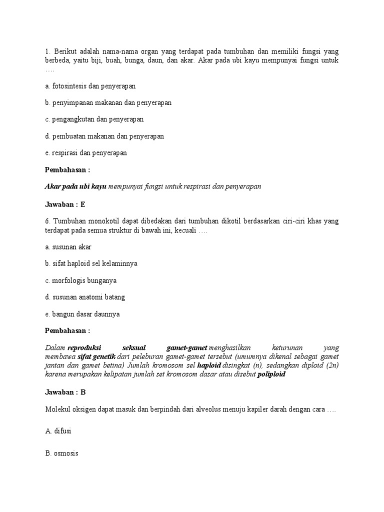 Soal Biologi Kelas Xi | PDF