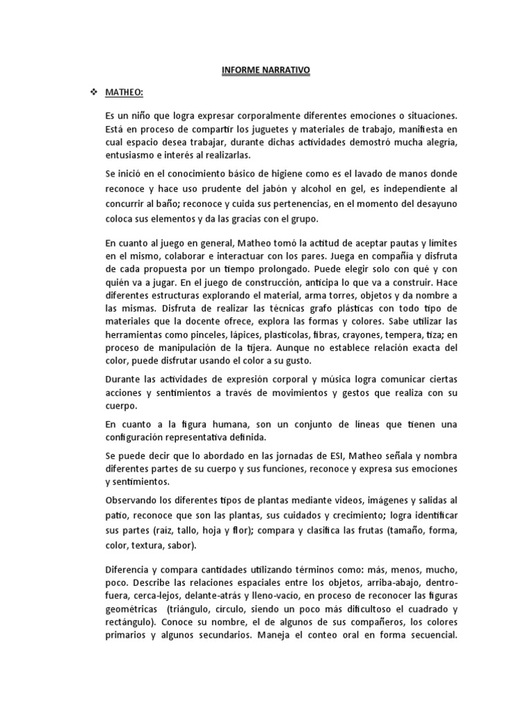 Informe Final Sala de 4 Años | PDF | Educación de la primera infancia