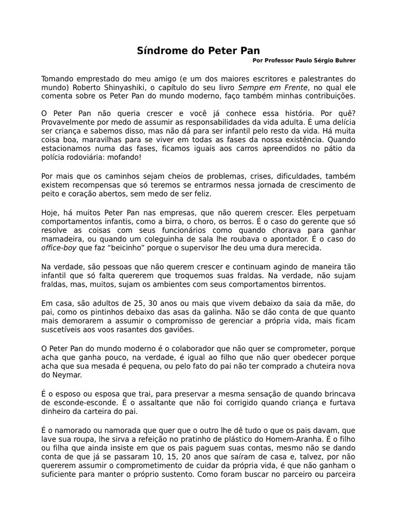 Sc3adndrome Do Peter Pan1 | PDF