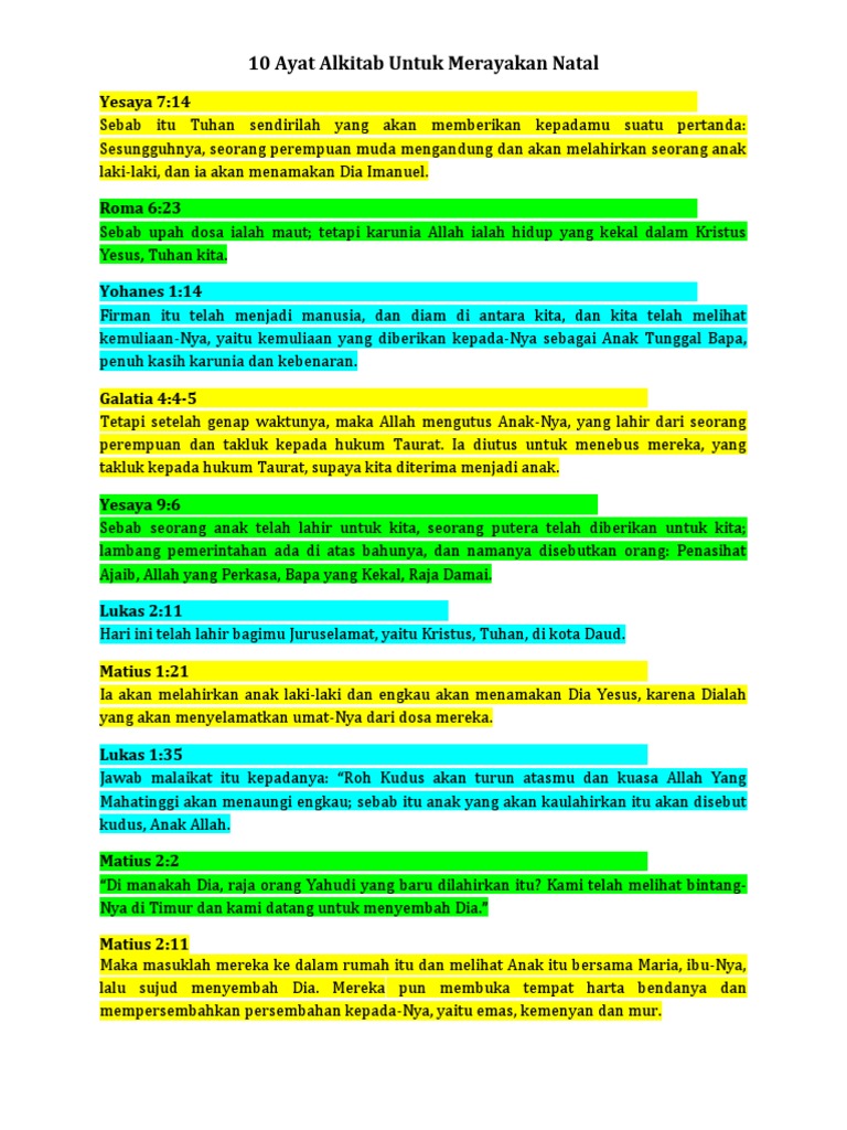 10 Ayat Alkitab Untuk Merayakan Natal | PDF