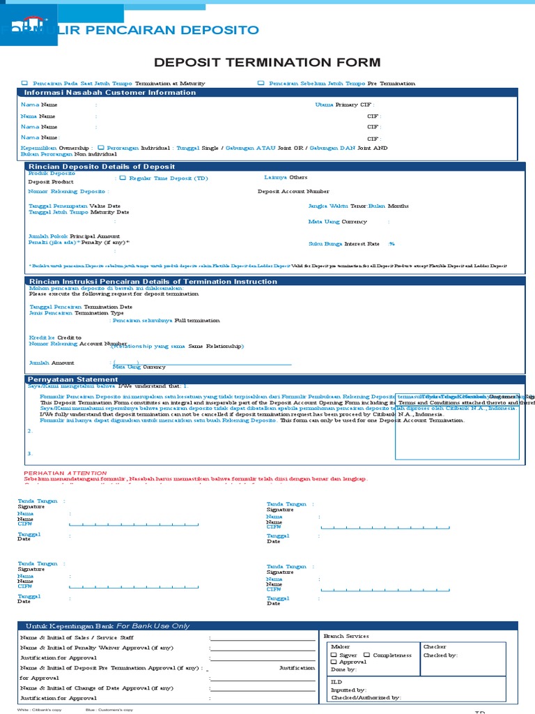 TD Termination Form | PDF