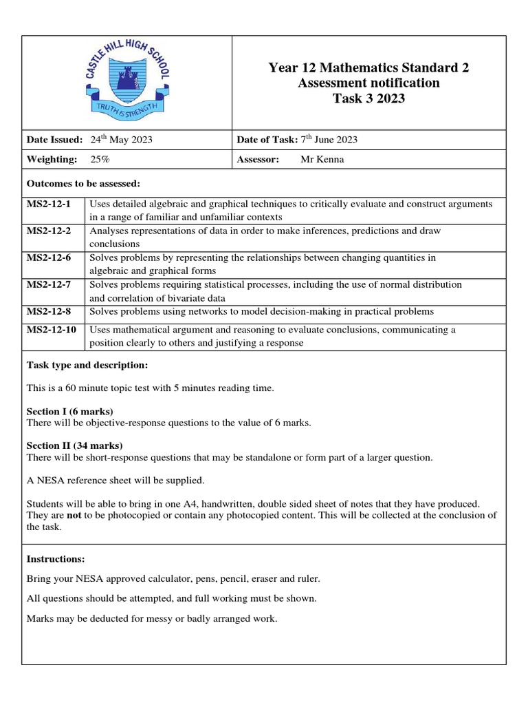 1A. Year 12 St2 T3 2023 Notification | Download Free PDF | Data ...