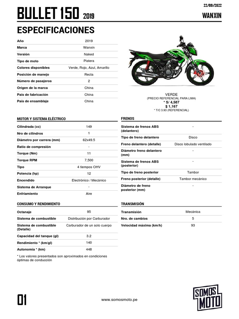 Bullet 150 2019 - Wanxin - Verde 22 09 2022 | PDF | Carburador ...