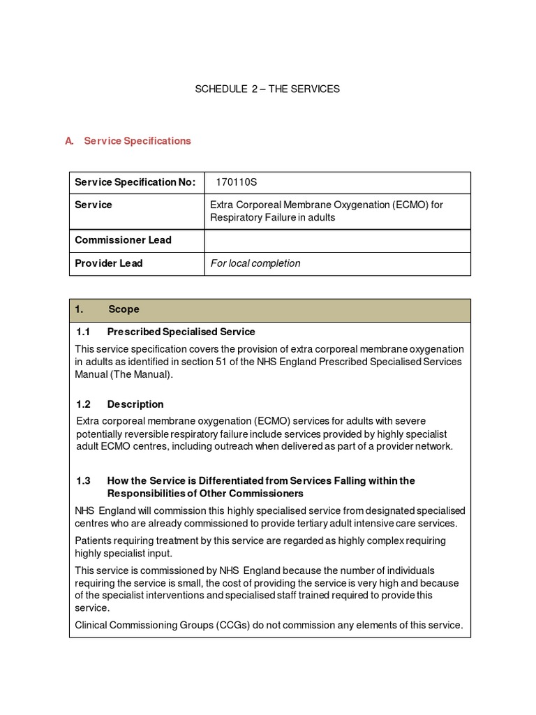 ECMO Service Criteria for Adults | PDF | National Health Service | Hospital