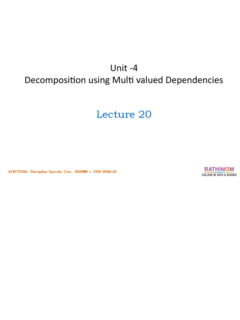 Unit 4 Lecture 20 Rdbms Pdf Relational Database Database Schema