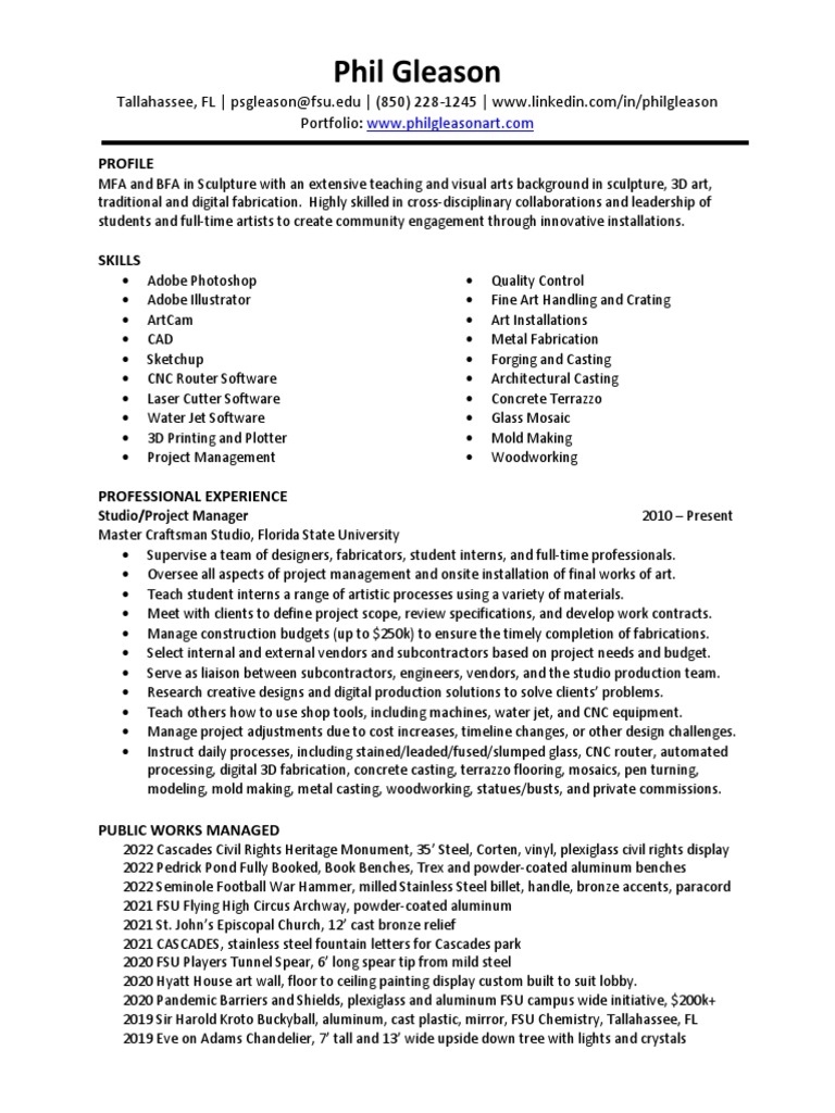 Phil Gleason CV 2023 | PDF | Numerical Control