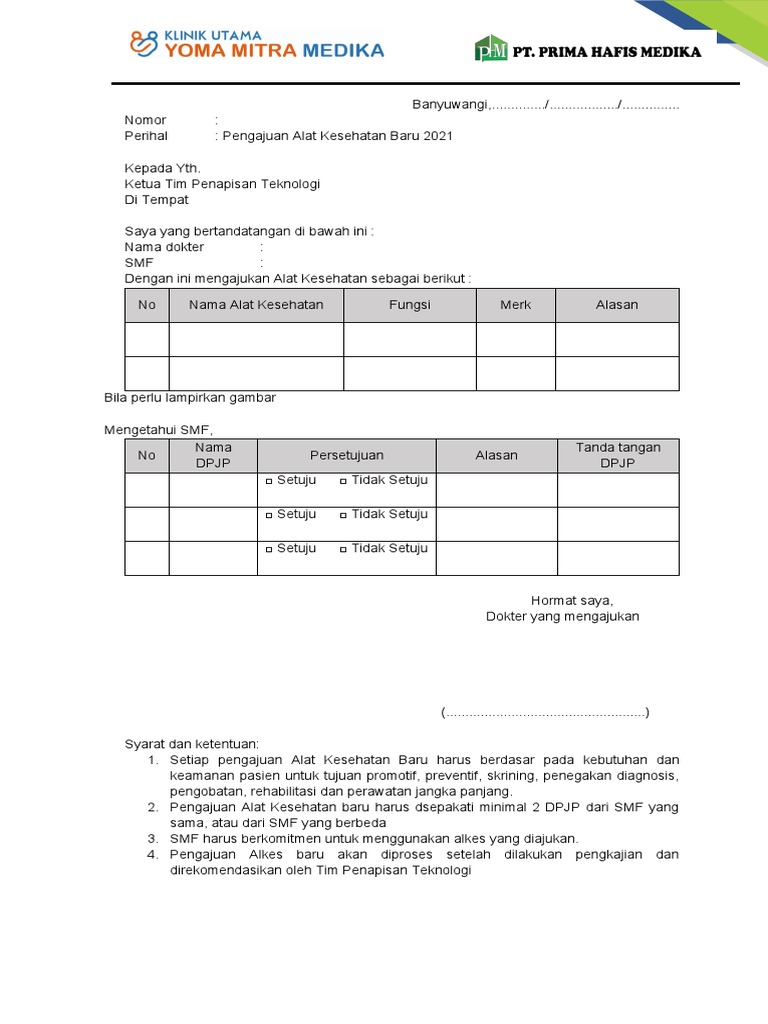 Form Pengajuan Alkes Baru | PDF