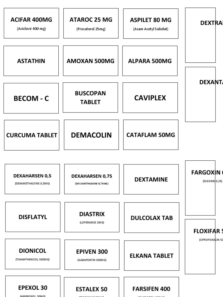 Becom - C Caviplex: Acifar 400Mg Ataroc 25 MG Dextral Aspilet 80 MG ...