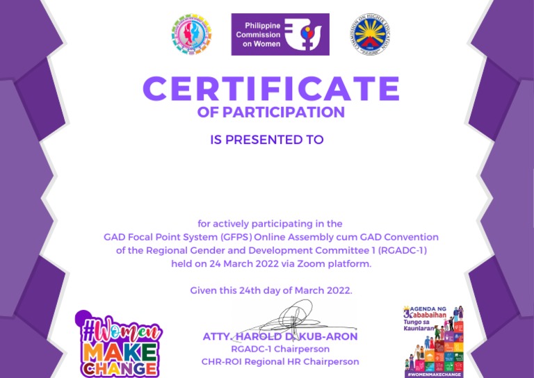 CERTIFICATE - GFPS Assembly 2022 | PDF