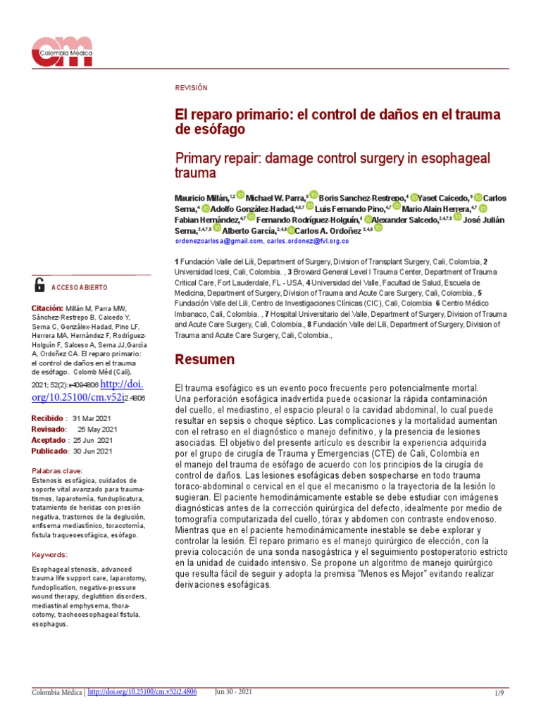 Trauma Esofágico 2021 | PDF | Endoscopia | Lesión
