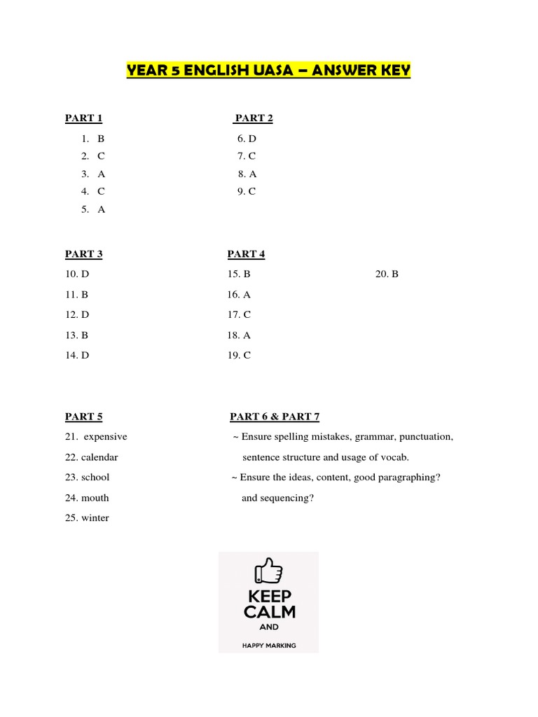 Year 5 English Answer Key | PDF