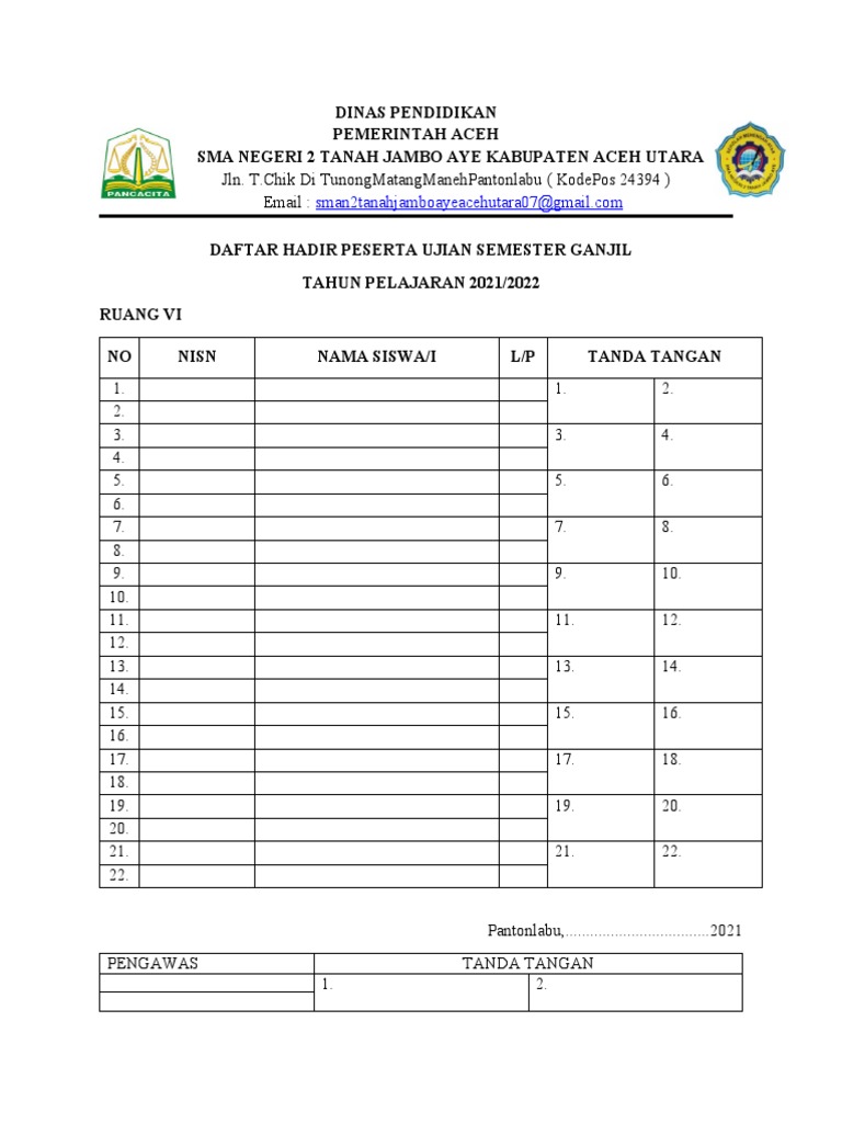 Daftar Hadir Peserta Ujian | PDF