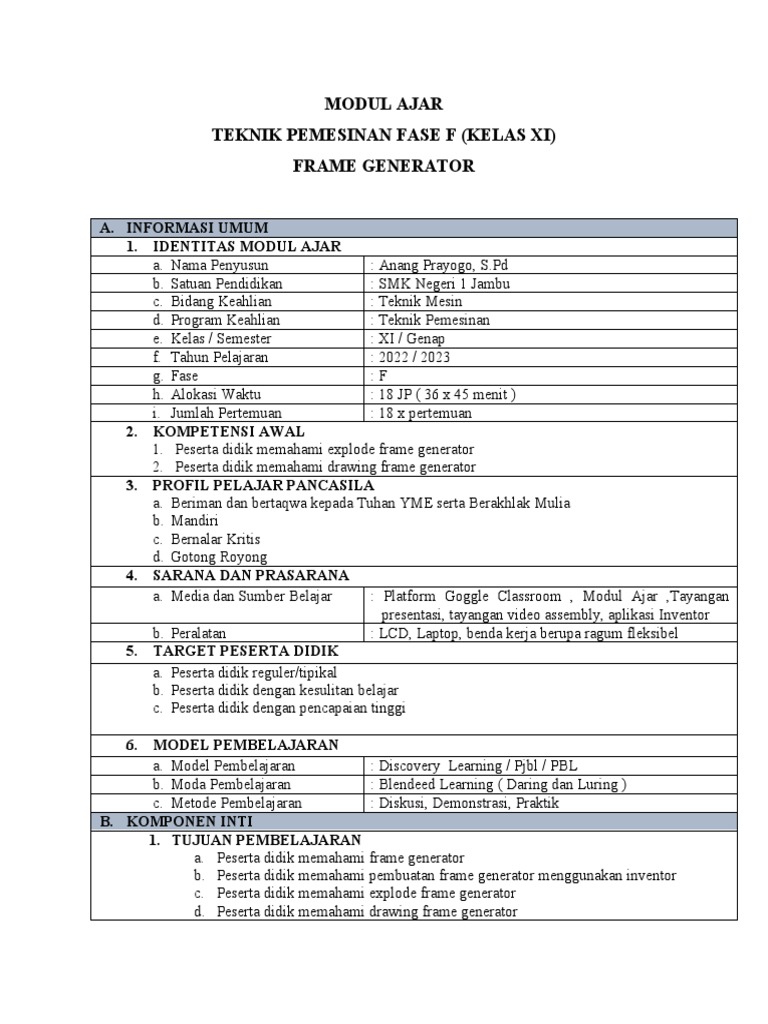 Modul Ajar Mapel Pilihan Genap | PDF