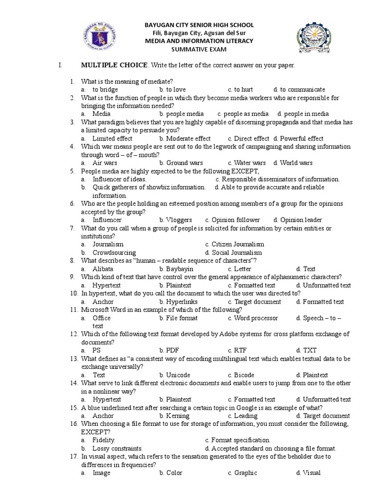 MIL Final Exam | PDF | Sound | Waves