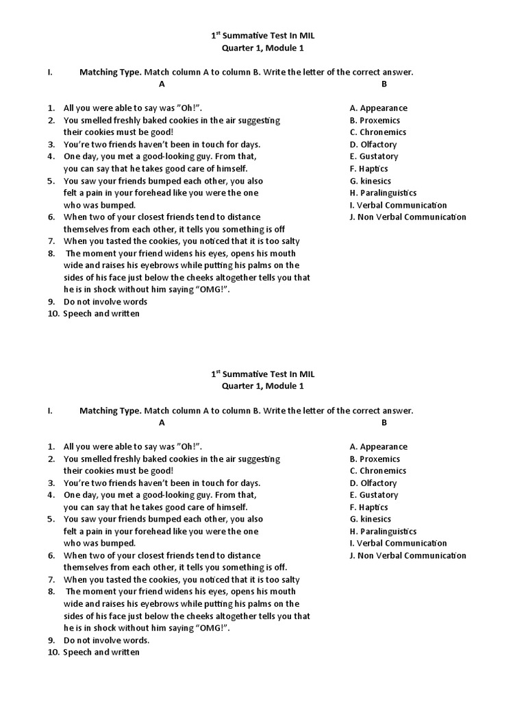 1st Summative | PDF | Communication | Human Communication