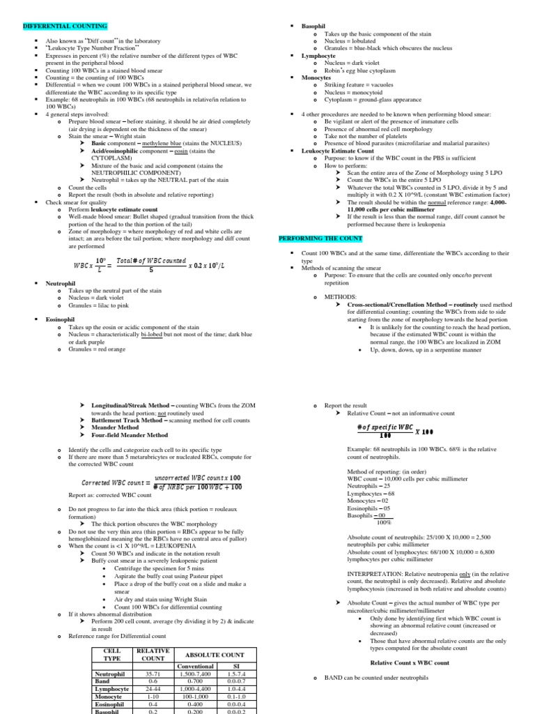 Differential Count | PDF | White Blood Cell | Staining