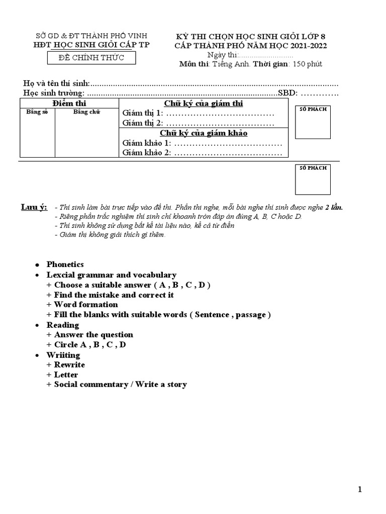 Đề test HSG 1 | PDF | Fuels | Energy Development
