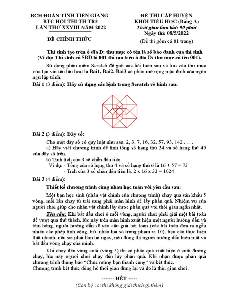 Mau de Thi TH 2022 | PDF