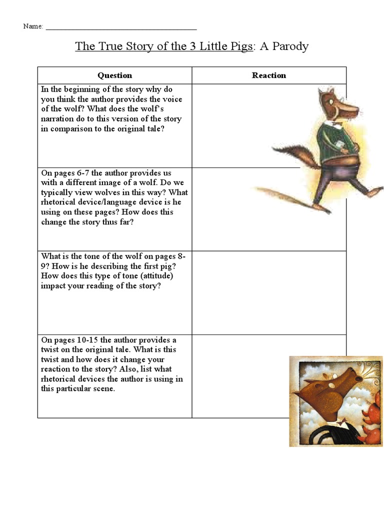 Literary Analysis: 3 Little Pigs Parody | PDF | General Fiction