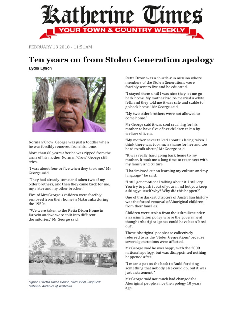 Stolen Generation Newspaper Article | PDF