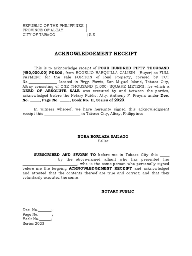 Acknowledgment Receipt | PDF