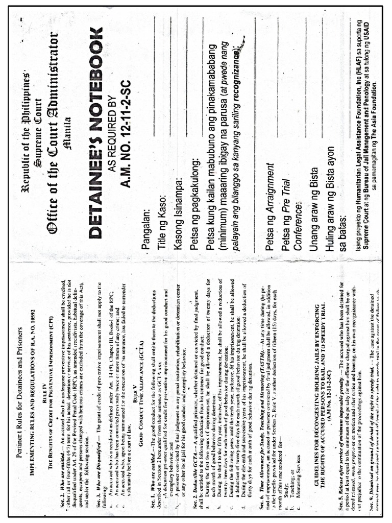 Detainees Note Book | PDF