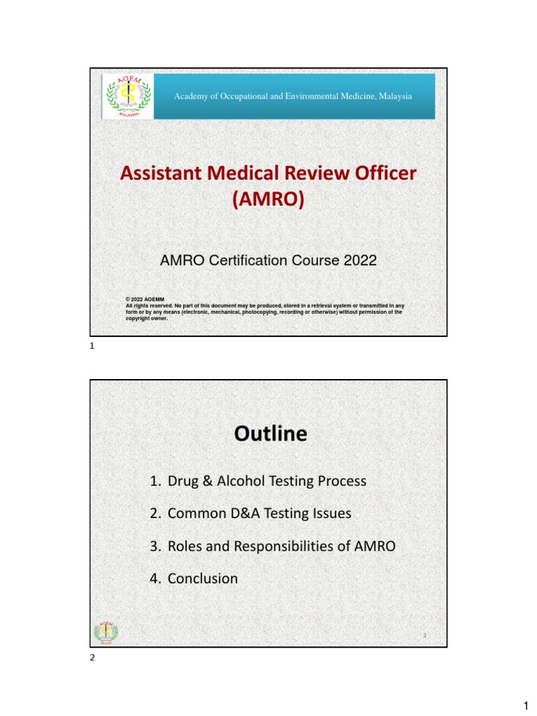 03 Assistant MRO (AHS) 2021 Revd 04082021 | PDF | Drug Test