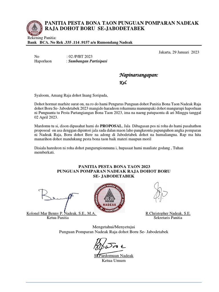 Proposal Bona Taon Nadeak 2023-Revisi01 | PDF