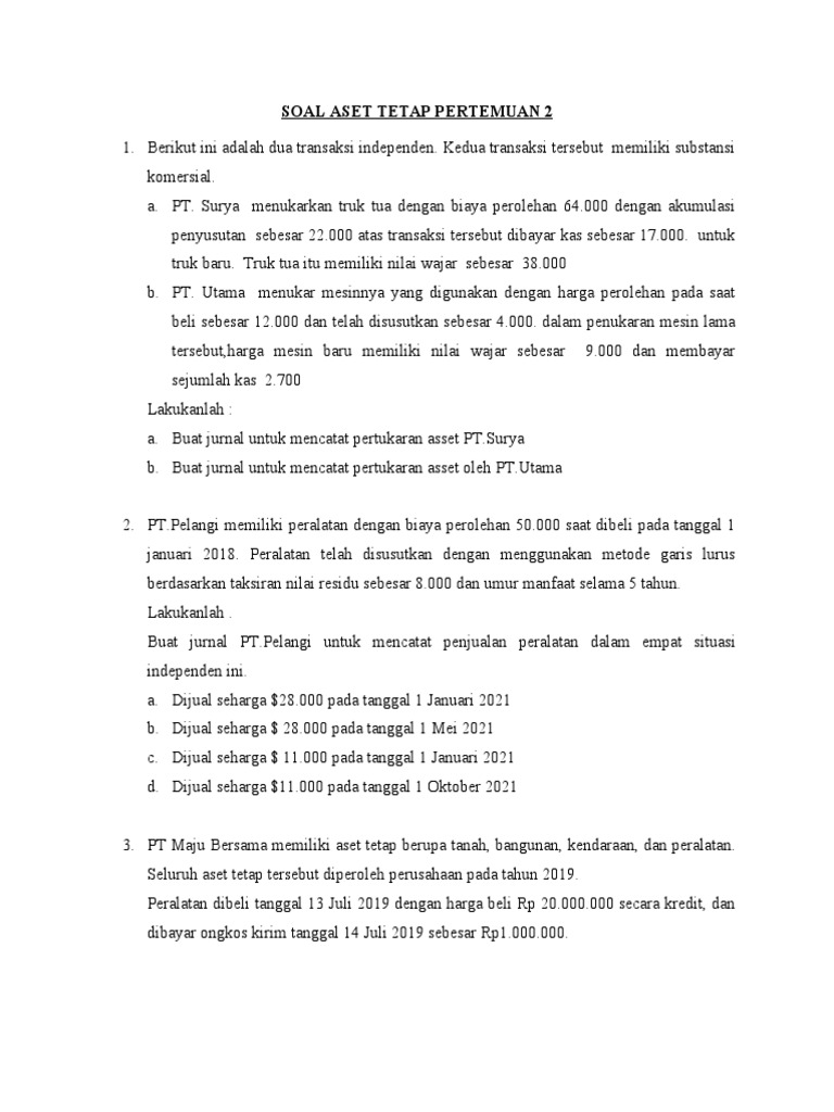 Soal Aset Tetap Pertemuan 2 | PDF