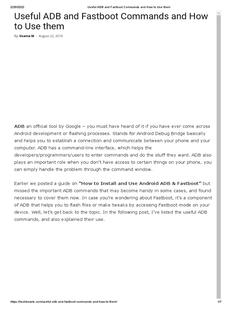 Useful ADB and Fastboot Commands and How To Use Them | PDF | Computer File | Mobile App