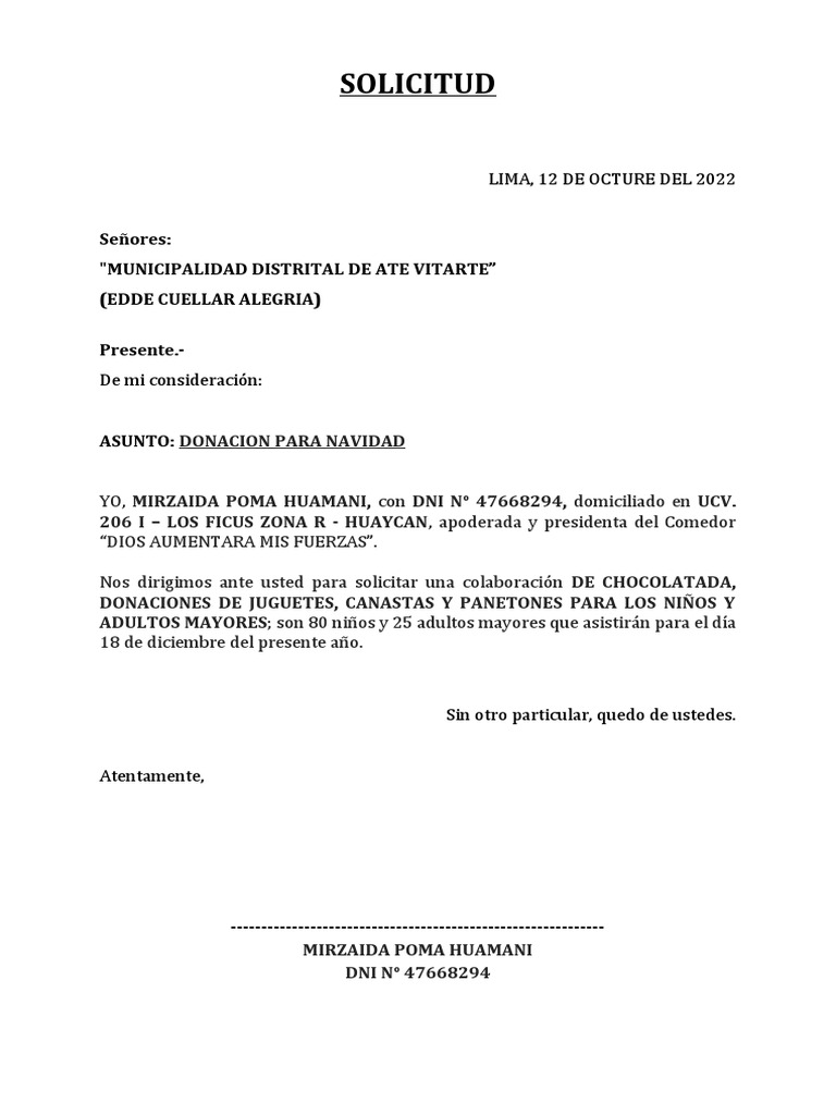 Solicitud de Donación para Navidad | PDF