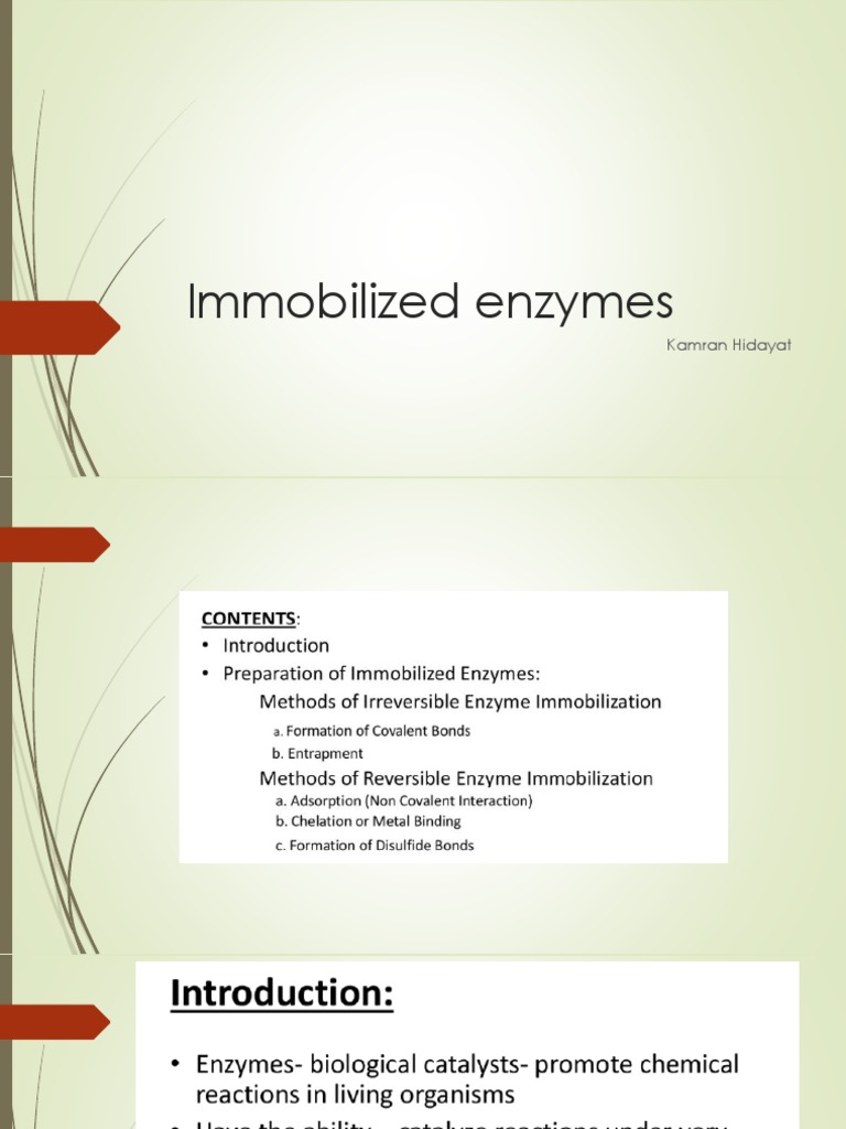 Immobilized Enzymes in Medicine | PDF | Wellness | Science & Mathematics