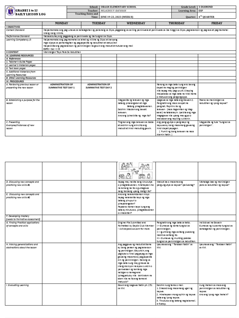 DLL - Esp 3 - Q4 - W8 | PDF