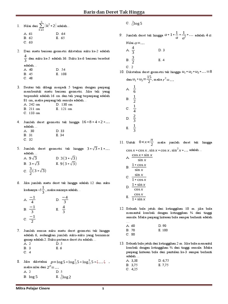 Barisan Dan Deret Tak Hingga | PDF