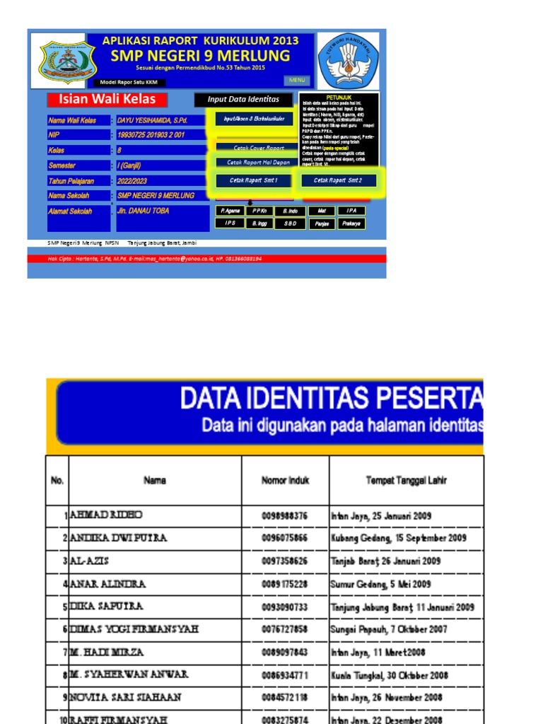 Raport Kelas 8 Sem 1 (2022) | PDF