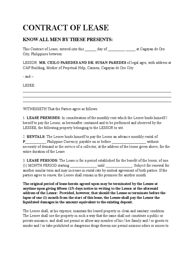 Contract of Lease PDF | PDF | Lease | Renting