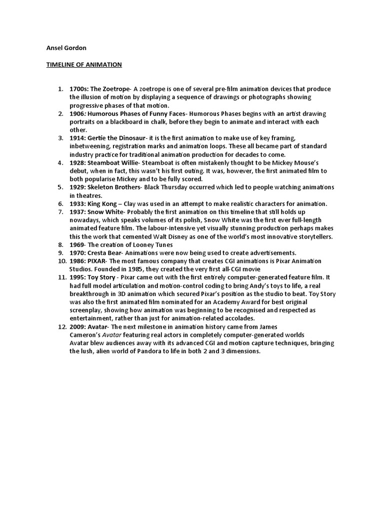 History of Animation | PDF | Animation | Computer Animation