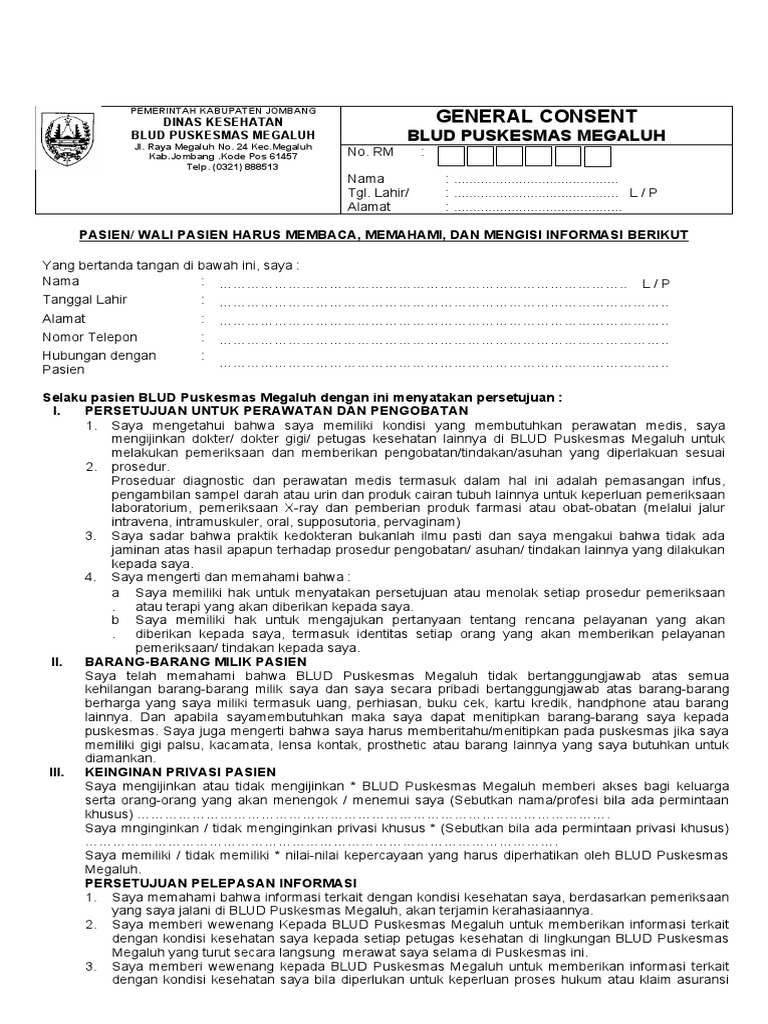 Persetujuan Umum (General Consent) | PDF | Pengembangan Diri | Kesehatan Holistik