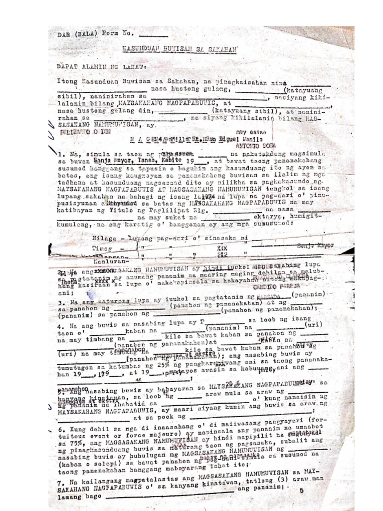 BALA FORM - Kasunduan | PDF