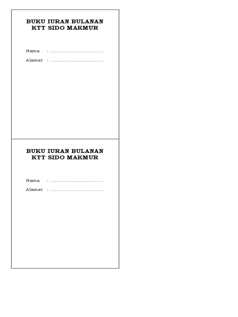 Buku Iuran Bulanan | PDF