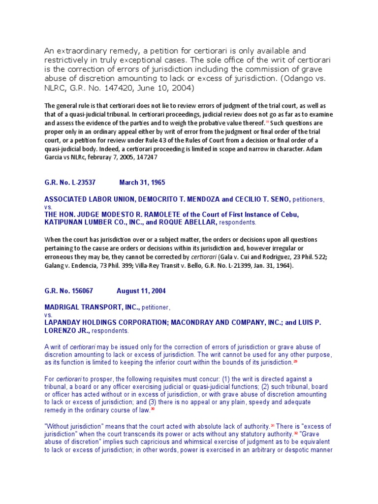 Certiorari Research | PDF | Certiorari | Appeal