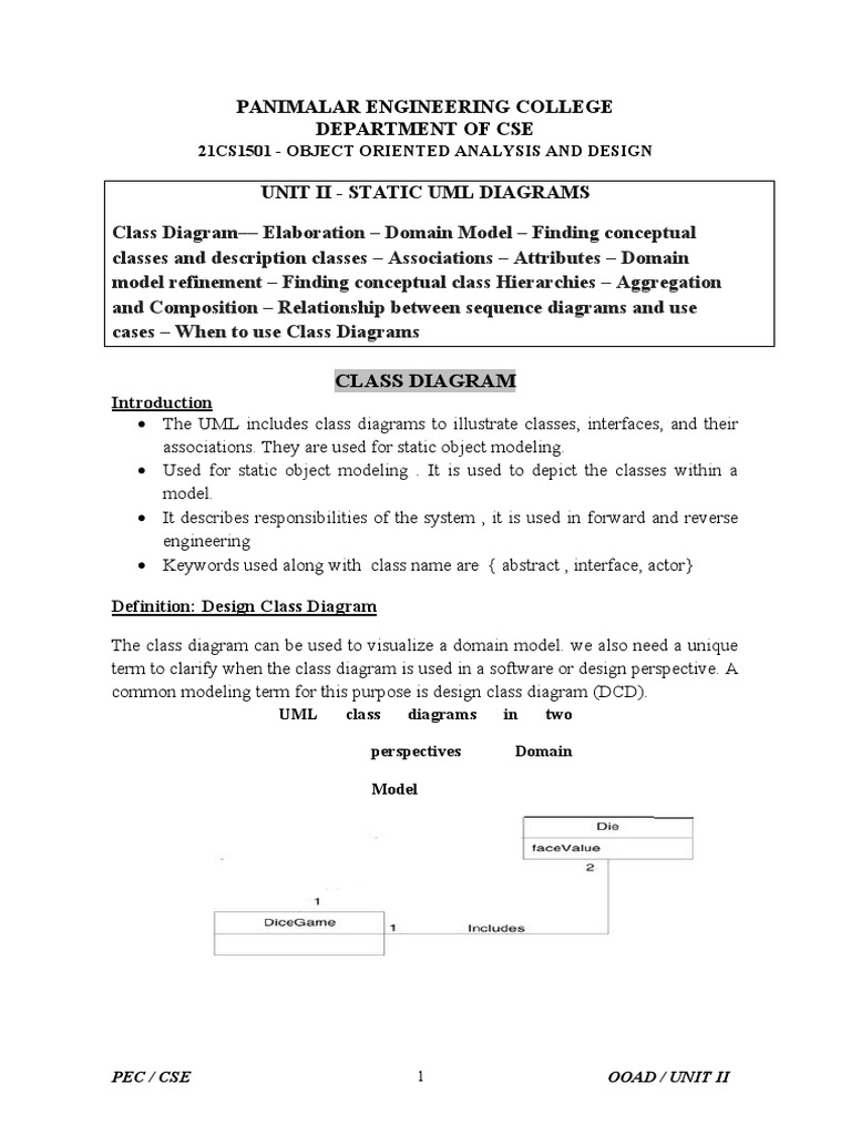 21cs1501 Object Oriented Analysis And Design Uinit Ii Notes Pdf Class Computer Programming
